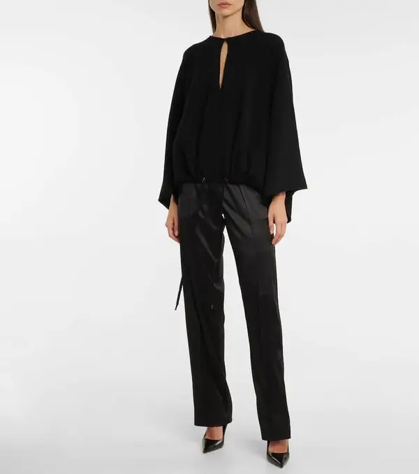 TOM FORD High-rise Silk-blend Satin Pants - Black