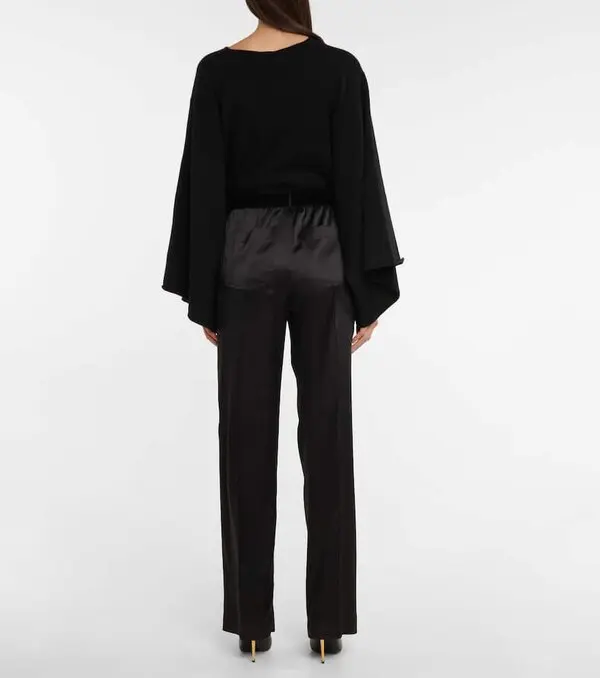 TOM FORD High-rise Silk-blend Satin Pants - Black