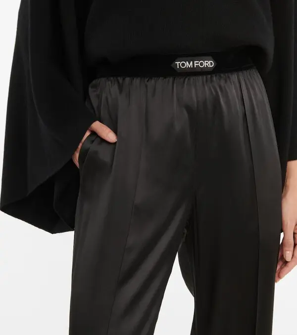 TOM FORD High-rise Silk-blend Satin Pants - Black