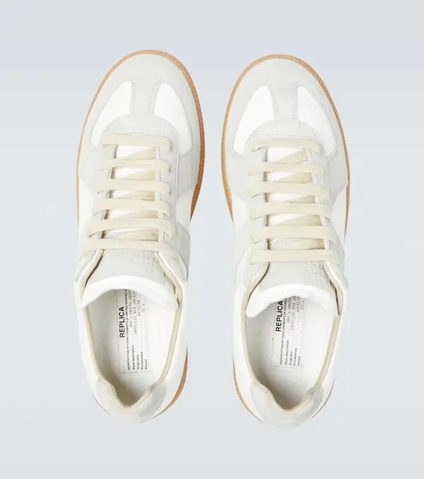 MAISON MARGIELA Replica Leather And Suede Sneakers - White