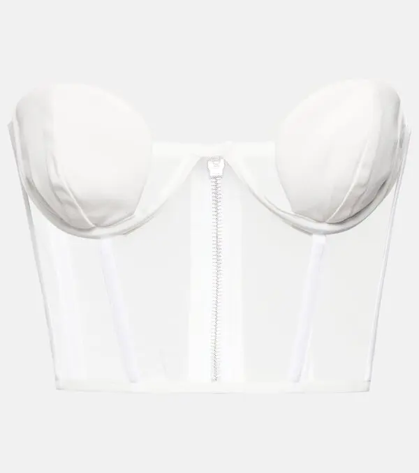 NENSI DOJAKA Bridal Tulle-paneled Crepe Bustier - White