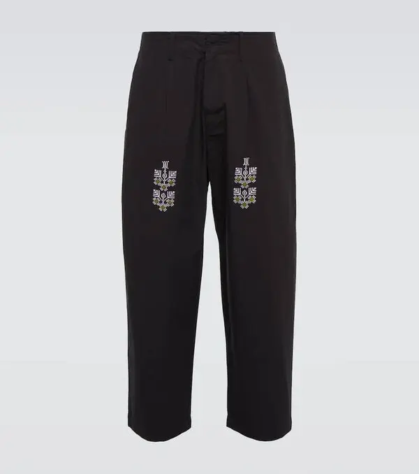 ADISH Qrunful Embroidered Cotton Trousers - Black