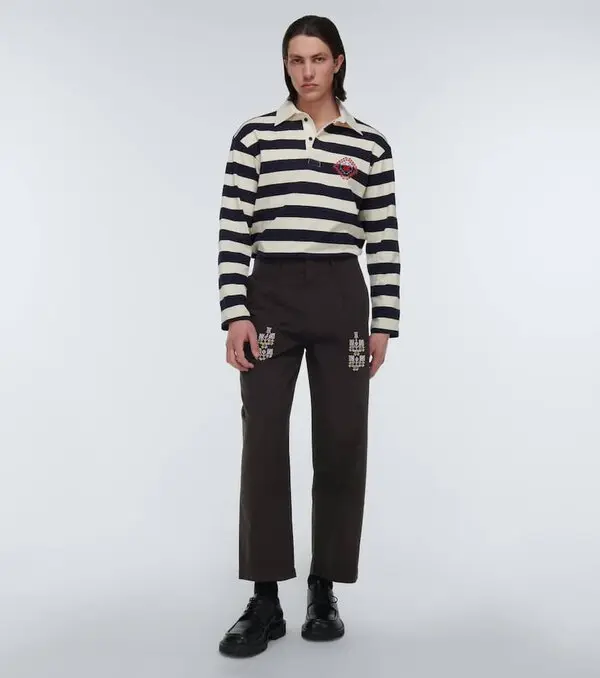 ADISH Qrunful Embroidered Cotton Trousers - Black