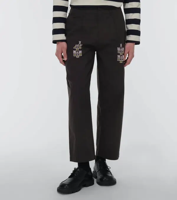 ADISH Qrunful Embroidered Cotton Trousers - Black