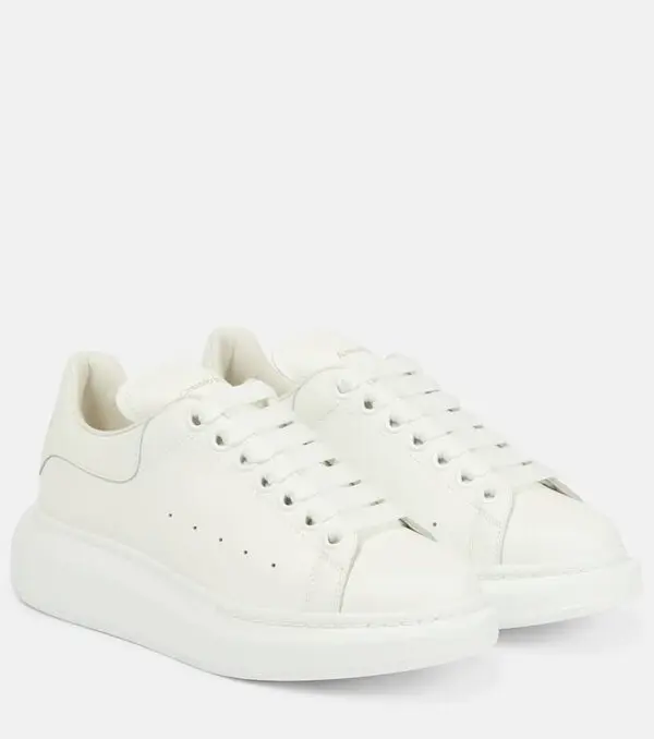 Alexander McQueen Oversized Leather Lace-up Sneakers - White