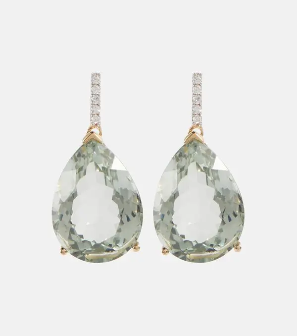 Mateo 14kt Gold Earrings With Diamonds And Amethysts - Green