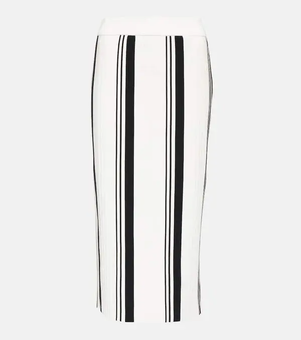 JOSEPH Pleated Striped Pencil Skirt - Multicoloured