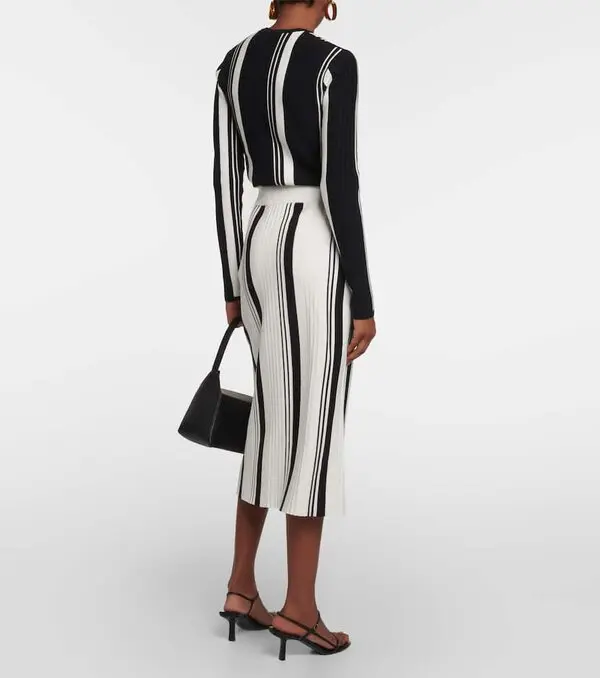 JOSEPH Pleated Striped Pencil Skirt