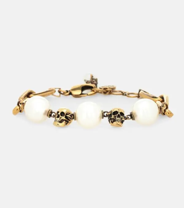 Alexander McQueen Faux Pearl And Chain Bracelet - Gold