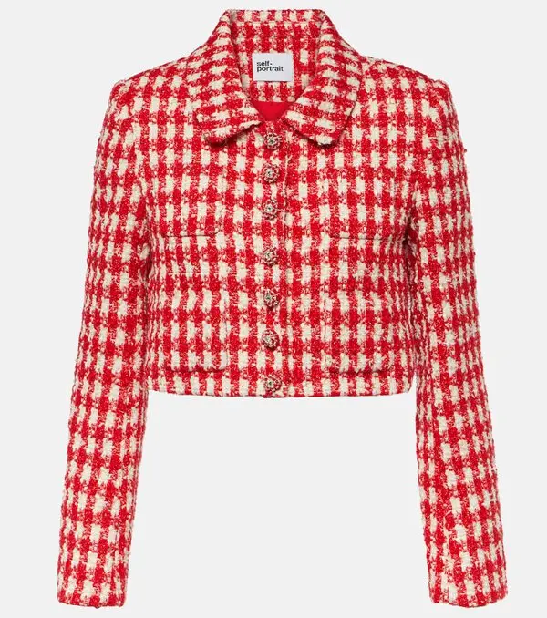 SELF-PORTRAIT Houndstooth Bouclé Jacket