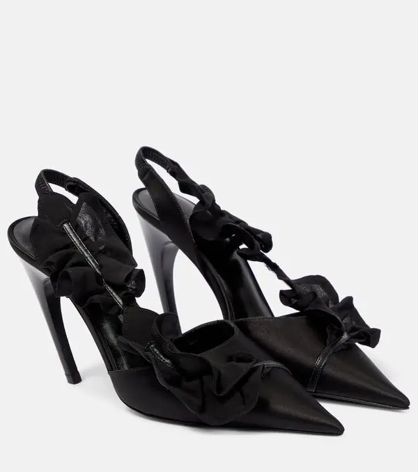 NENSI DOJAKA Ruffled Satin Slingback Pumps
