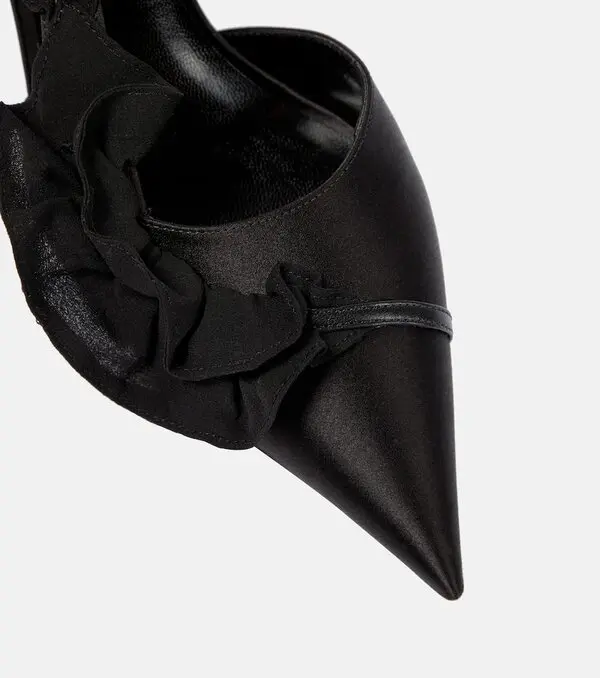 NENSI DOJAKA Ruffled Satin Slingback Pumps