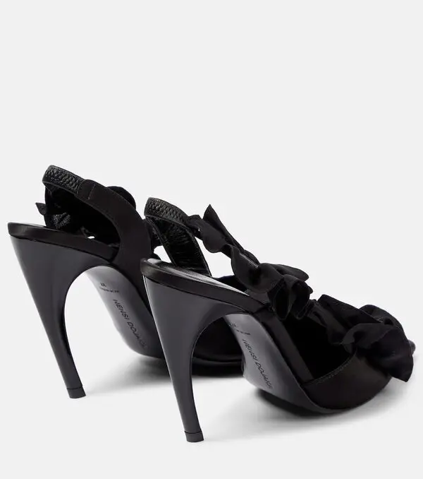 NENSI DOJAKA Ruffled Satin Slingback Pumps