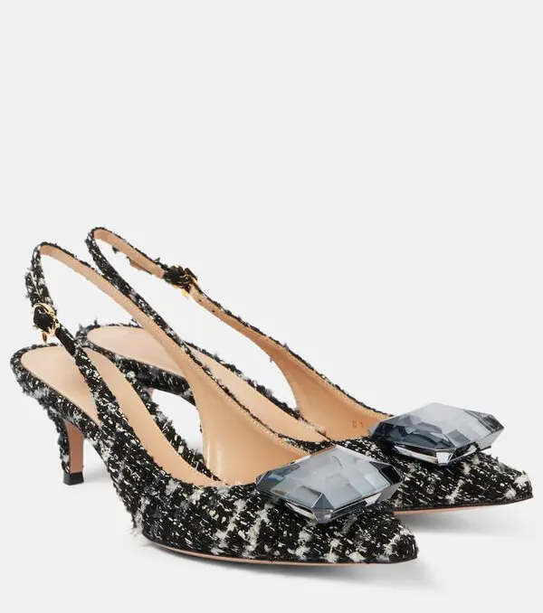 GIANVITO ROSSI Jaipur 55 Boucle Slingback Pumps - Black