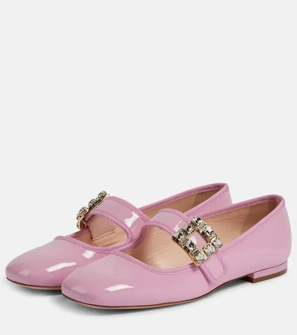 ROGER VIVIER Tres Vivier Patent Leather Ballet Flats