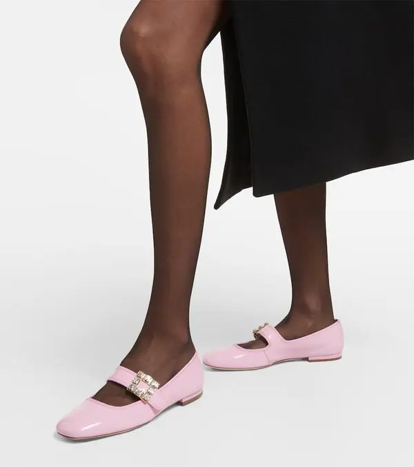 ROGER VIVIER Tres Vivier Patent Leather Ballet Flats
