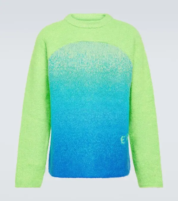 ERL Rainbow Knitted Mohair-blend Sweater - Green