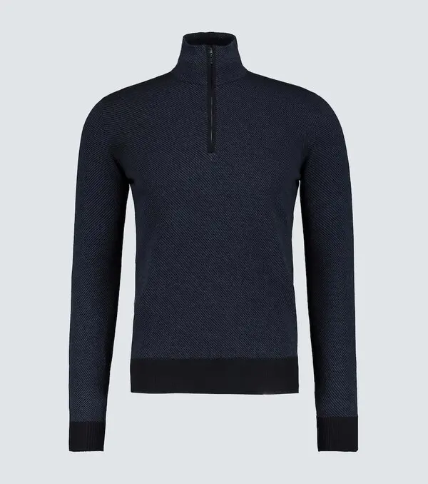 Loro Piana Mezzocollo Roadster Cashmere Sweater - Blue