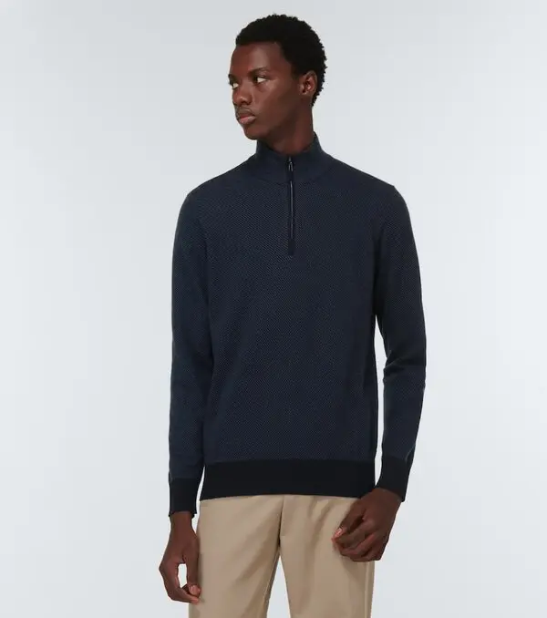 Loro Piana Mezzocollo Roadster Cashmere Sweater - Blue