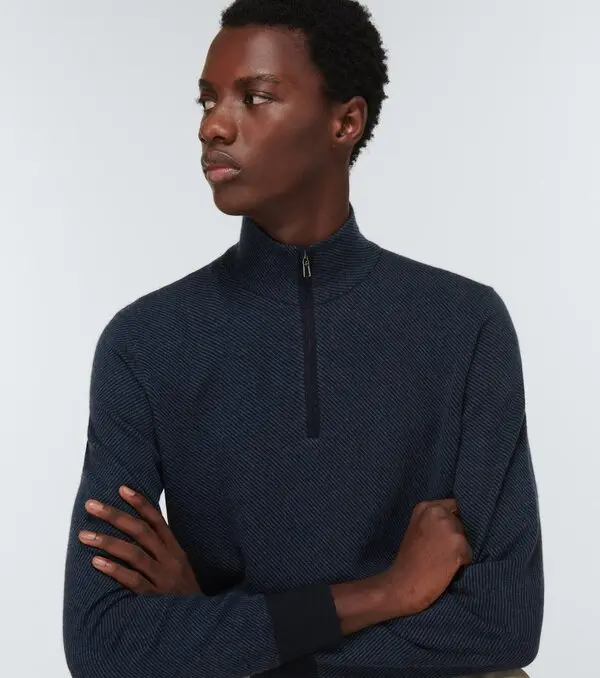 Loro Piana Mezzocollo Roadster Cashmere Sweater - Blue