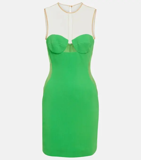 Stella McCartney Mesh-paneled Crepe Minidress - Green