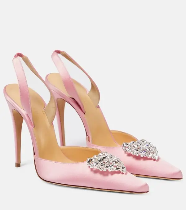 Magda Butrym Crystal-embellished Satin Slingback Pumps - Pink