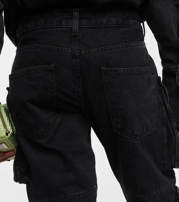 Attico Low-rise Straight Cargo Jeans - Black