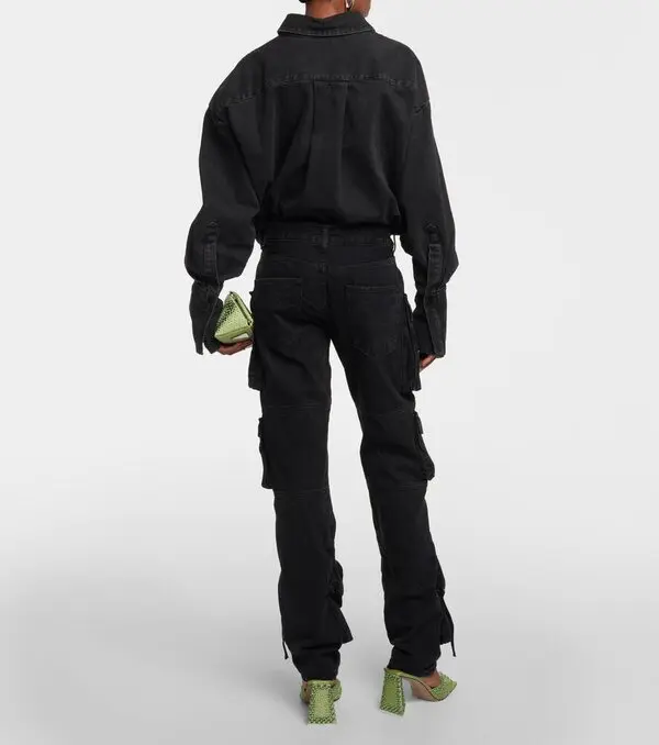 Attico Low-rise Straight Cargo Jeans - Black