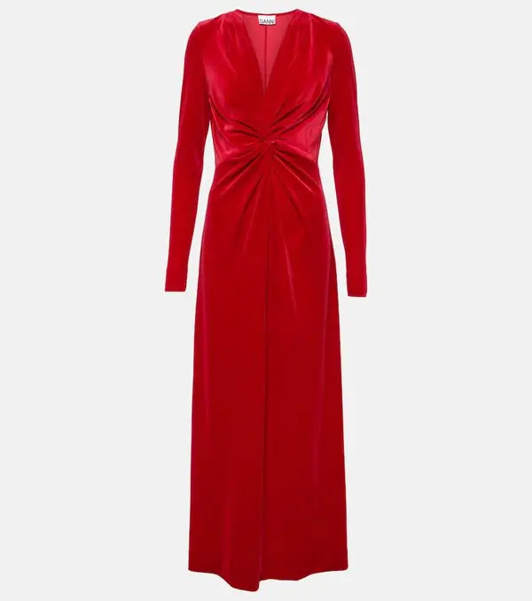 GANNI Velvet Midi Dress