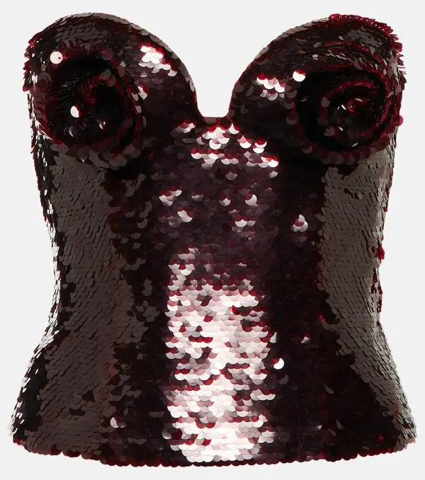 Magda Butrym Sequined Bustier Top - Burgundy