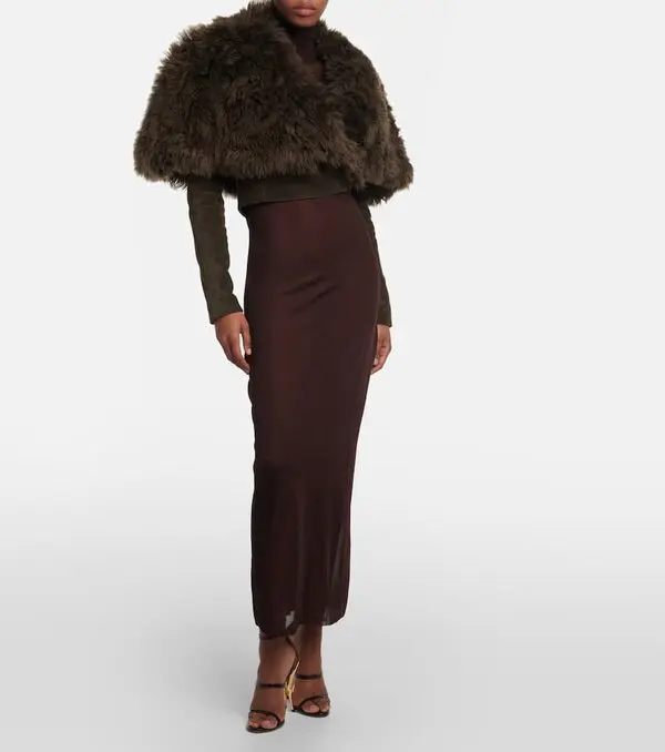 Alaïa Cropped Shearling And Suede Jacket