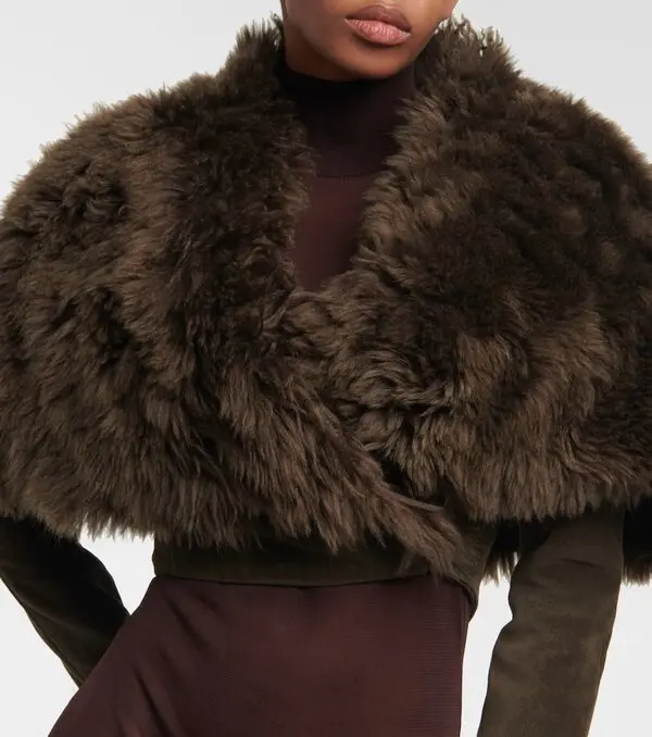 Alaïa Cropped Shearling And Suede Jacket