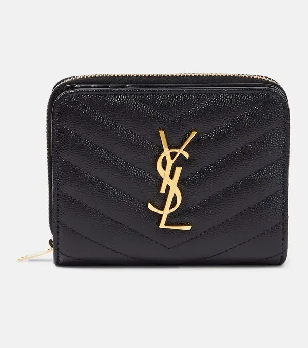 Saint Laurent Cassandre Matelasse Leather Wallet - Black