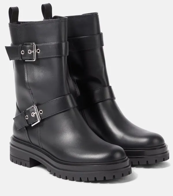 GIANVITO ROSSI Thiago Leather Ankle Boots