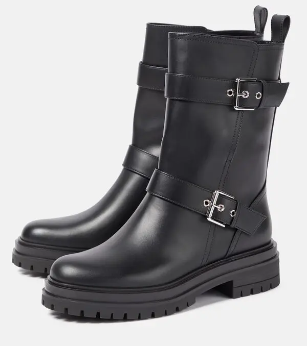 GIANVITO ROSSI Thiago Leather Ankle Boots