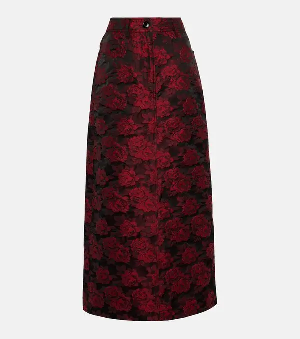 GANNI Floral Jacquard Maxi Skirt