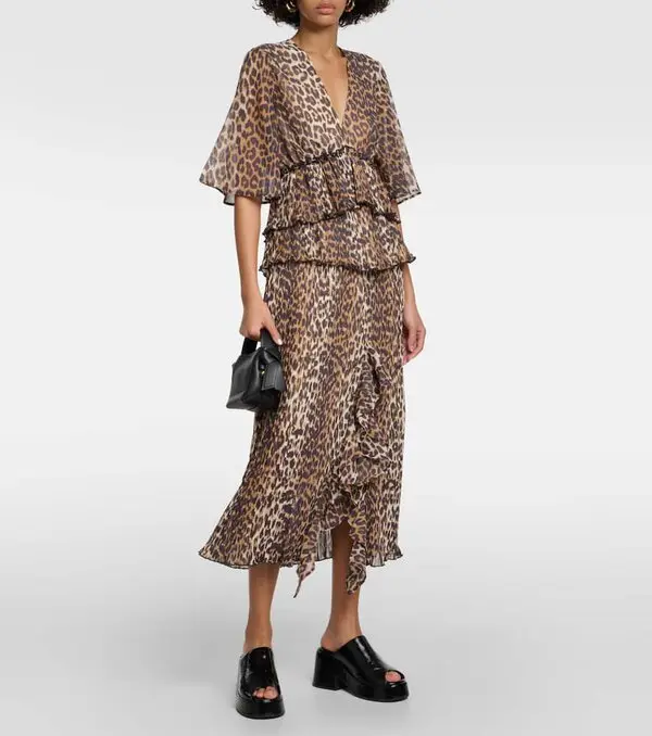 GANNI Leopard-print Georgette Blouse