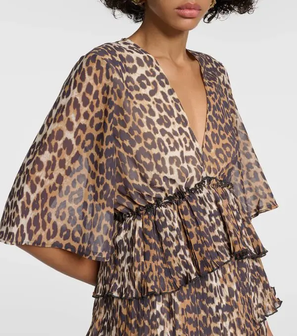 GANNI Leopard-print Georgette Blouse