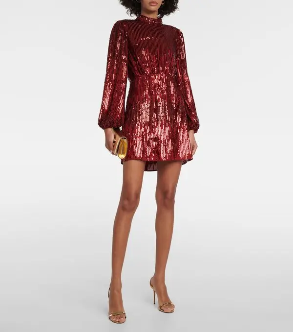 Rixo Samantha Sequined Mini Dress - Red