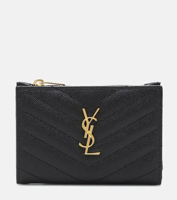 Saint Laurent Monogram Zipped Leather Wallet - Black
