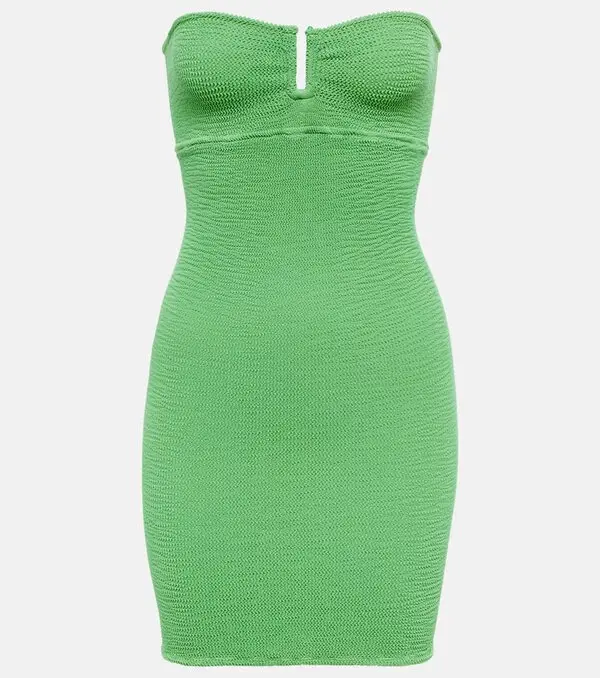 REINA OLGA La Sciura Crinkle Mini Dress - Green