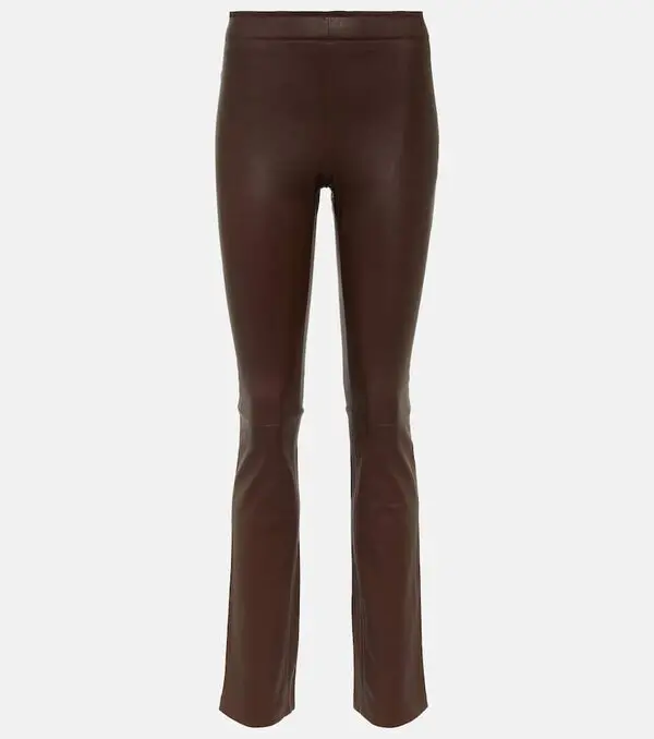 Stouls Leather Bootcut Pants - Brown