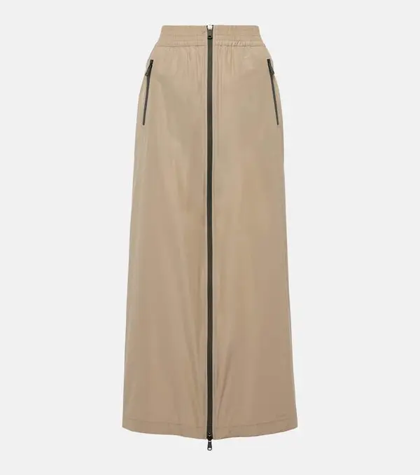 Brunello Cucinelli Taffeta Maxi Skirt - Brown