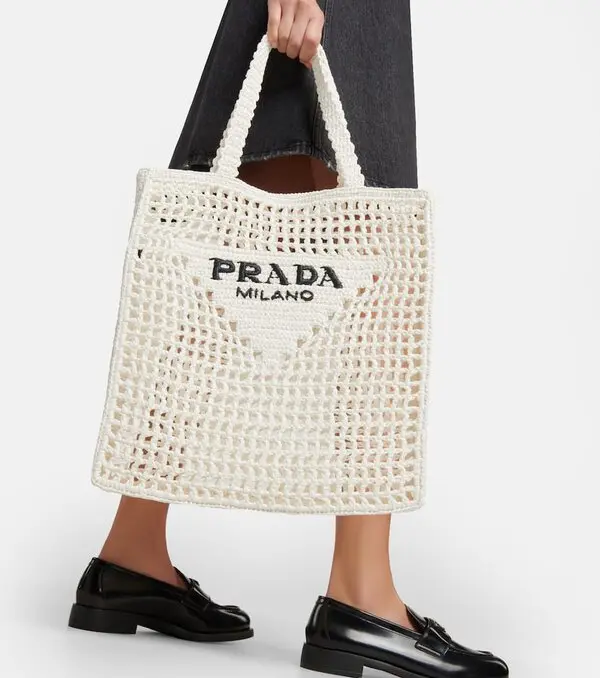 Prada Raffia-effect Crochet Shopper