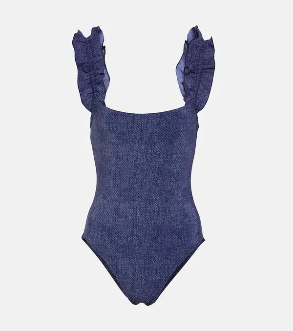 KARLA COLLETTO Nori Ruffled Swimsuit - Blue