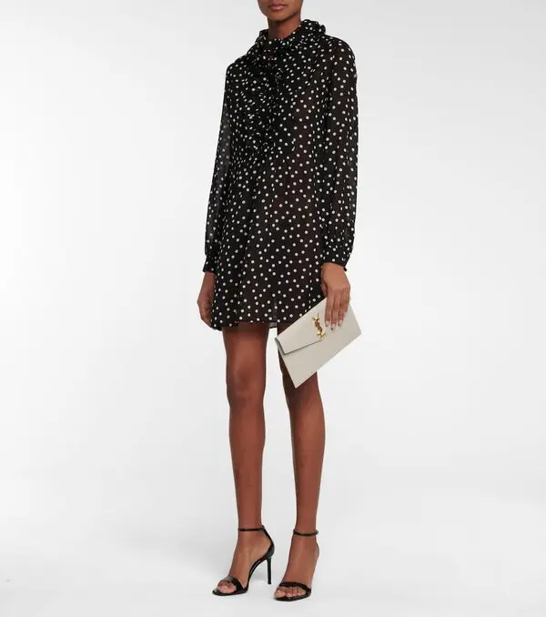 Saint Laurent Uptown Croc-effect Leather Clutch - White