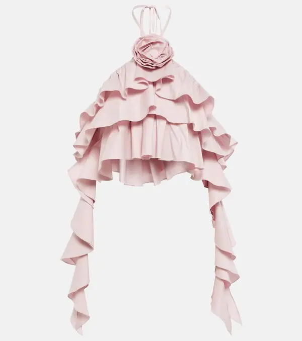 Blumarine Ruffled Halterneck Crop Top - Pink