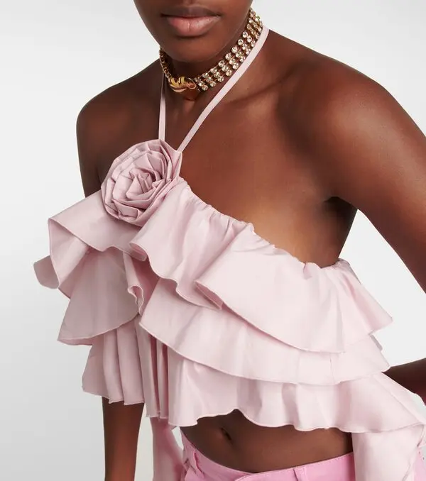 Blumarine Ruffled Halterneck Crop Top