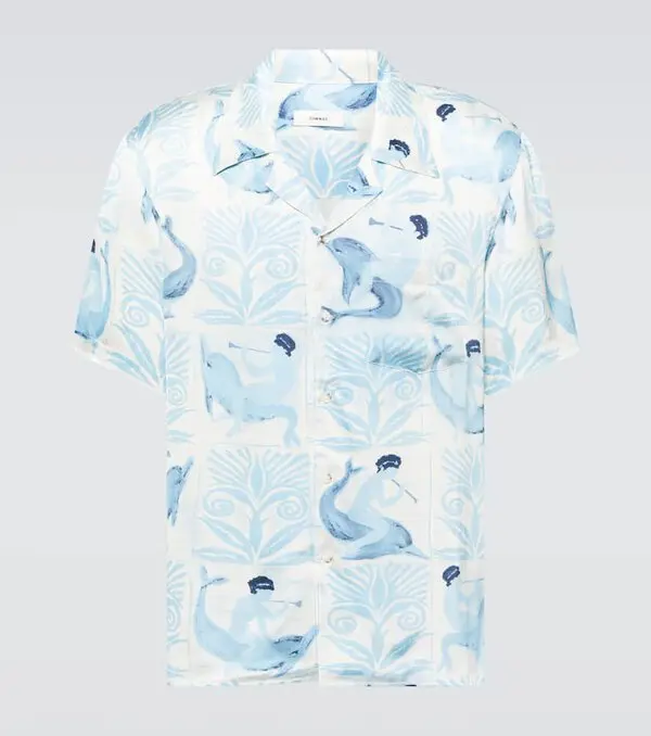 Commas Printed Bowling Shirt - Blue