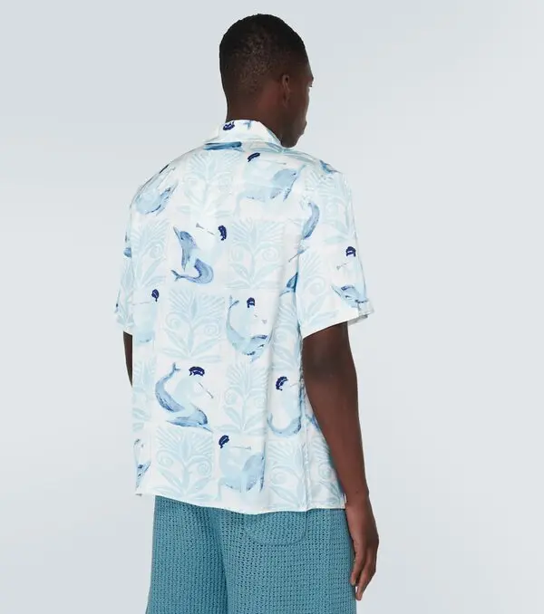 Commas Printed Bowling Shirt - Blue